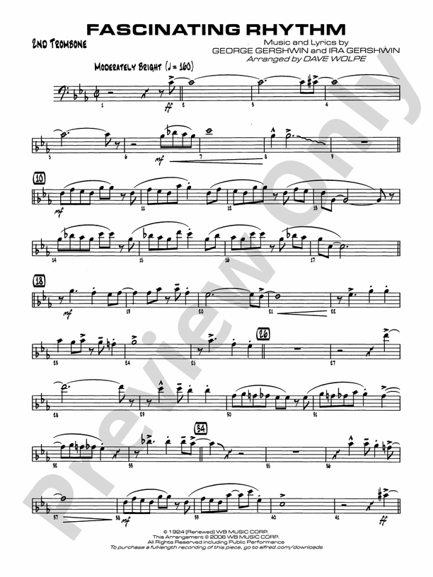 Fascinating Rhythm: 2nd Trombone: 2nd Trombone Part - Digital Sheet Music Download