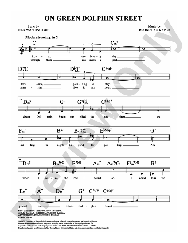 On Green Dolphin Street: Lead Sheet: Jimmy Dorsey - Digital Sheet Music ...