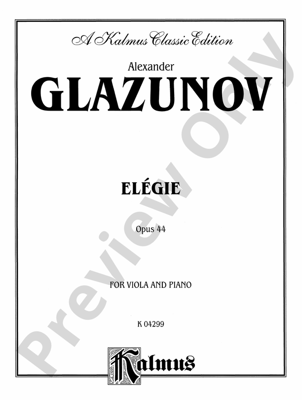 Glazunov: Elégie for Viola, Op. 44: Elégie for Viola, Op. 44 (Viola ...