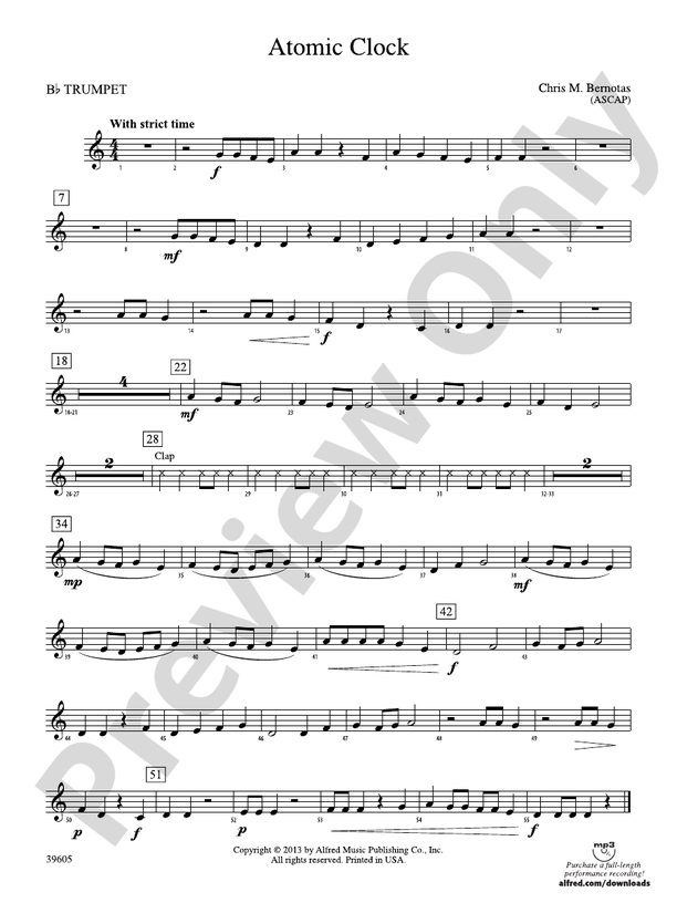 Atomic Clock: 1st B-flat Trumpet: 1st B-flat Trumpet Part - Digital ...