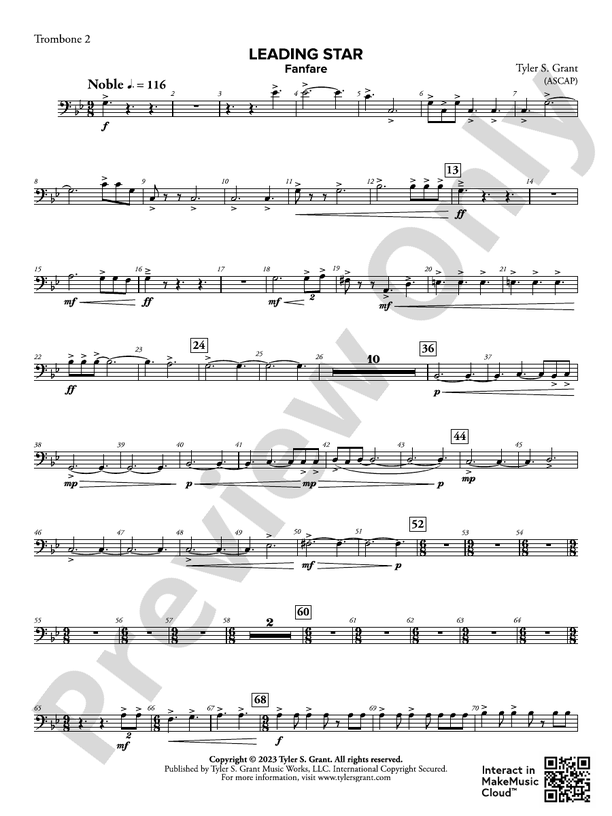 Leading Star Fanfare: 2nd Trombone: 2nd Trombone Part - Digital Sheet Music Download