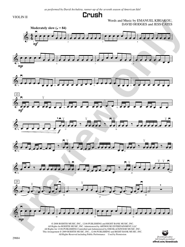 Crush: 2nd Violin: 2nd Violin Part - Digital Sheet Music Download