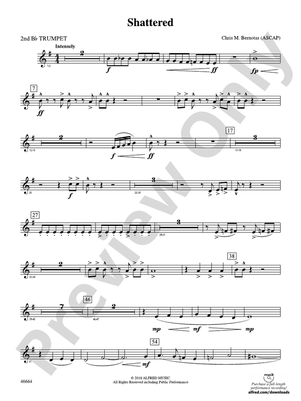 Shattered: 2nd B-flat Trumpet: 2nd B-flat Trumpet Part - Digital Sheet Music Download