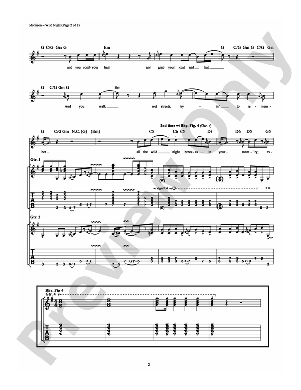 Wild Night: Guitar TAB: Van Morrison - Digital Sheet Music Download