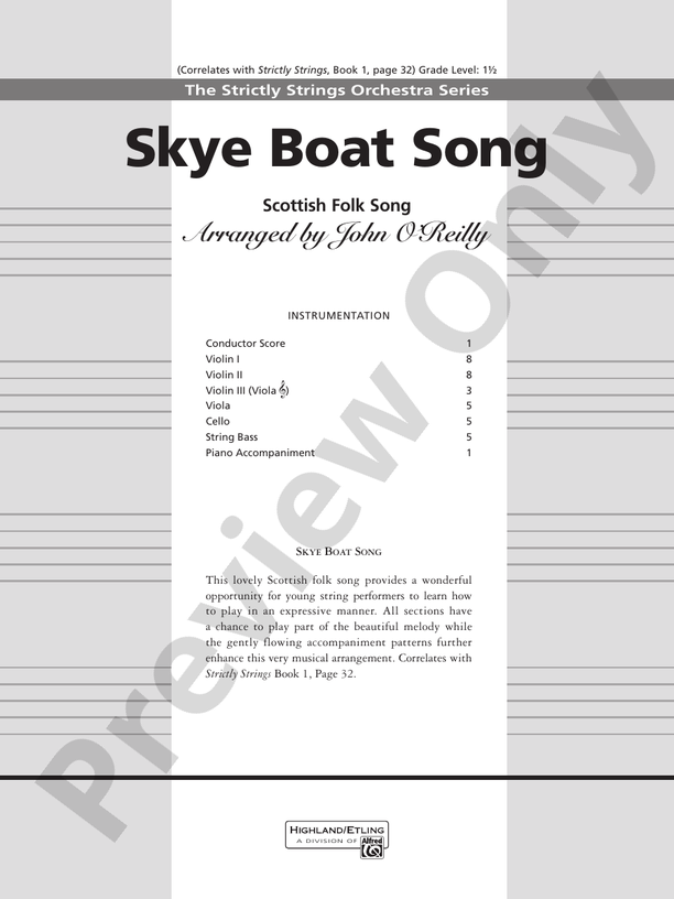 Skye Boat Song: Score: String Orchestra Score - Digital Sheet Music ...