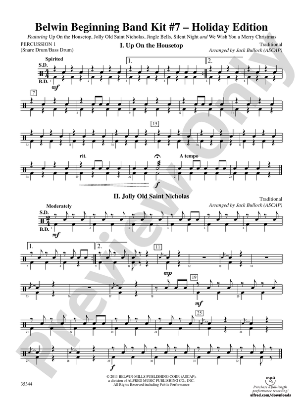 Belwin Beginning Band Kit #7: Holiday Edition: 1st Percussion: 1st ...