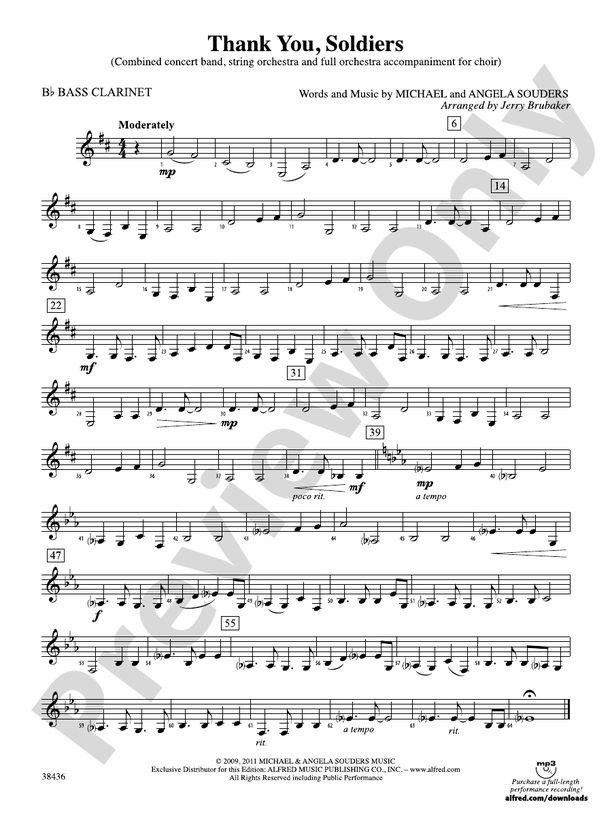 Thank You, Soldiers: B-flat Bass Clarinet: B-flat Bass Clarinet Part ...