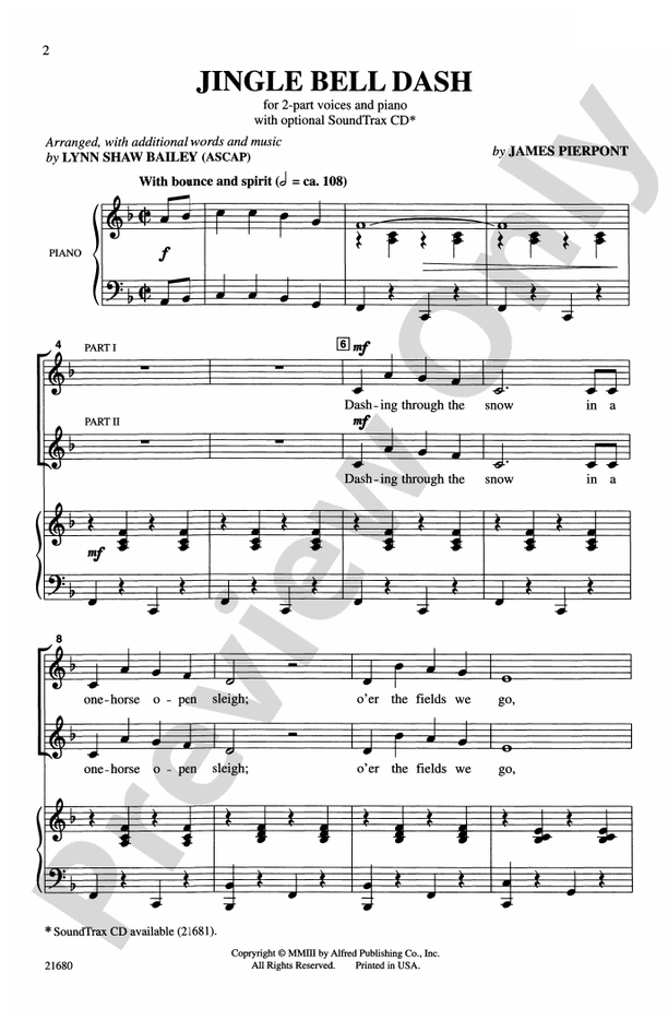 Jingle Bell Dash: 2-Part Choral Octavo - Digital Sheet Music Download