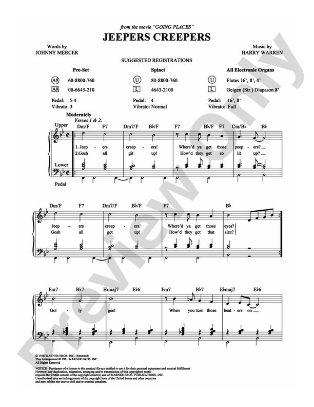 Jeepers Creepers: Organ: Harry Warren - Digital Sheet Music Download