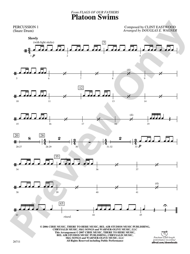 Platoon Swims: 1st Percussion: 1st Percussion Part - Digital Sheet ...