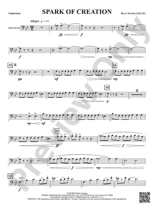 Spark of Creation: Baritone B.C.: Baritone B.C. Part: Bryce Newton - Digital Sheet Music Download