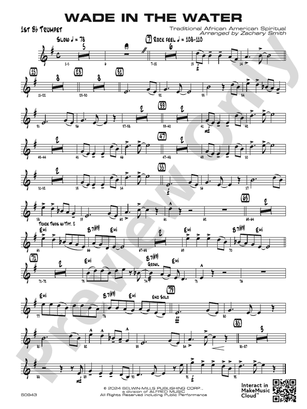Wade in the Water: 1st B-flat Trumpet: 1st B-flat Trumpet Part ...