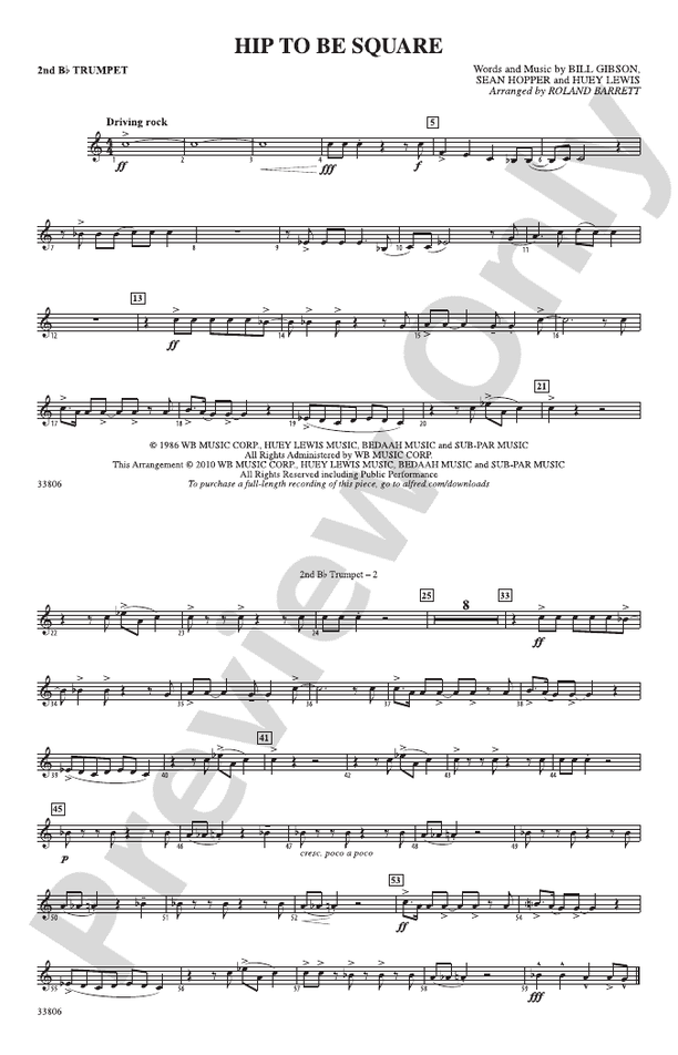 Hip to Be Square: 2nd B-flat Trumpet: 2nd B-flat Trumpet Part - Digital ...