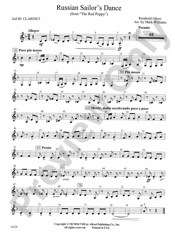 Russian Sailor's Dance (from "The Red Poppy"): 2nd B-flat Clarinet: 2nd ...