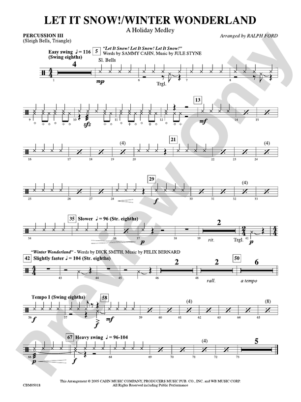 Let It Snow! / Winter Wonderland: 3rd Percussion: 3rd Percussion Part ...