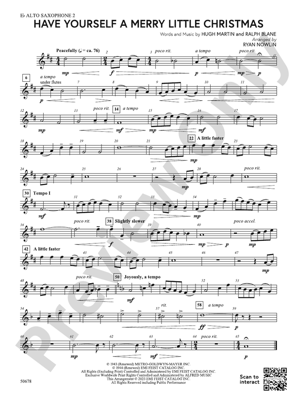 Have Yourself a Merry Little Christmas: 2nd E-flat Alto Saxophone: 2nd E-flat Alto Saxophone ...
