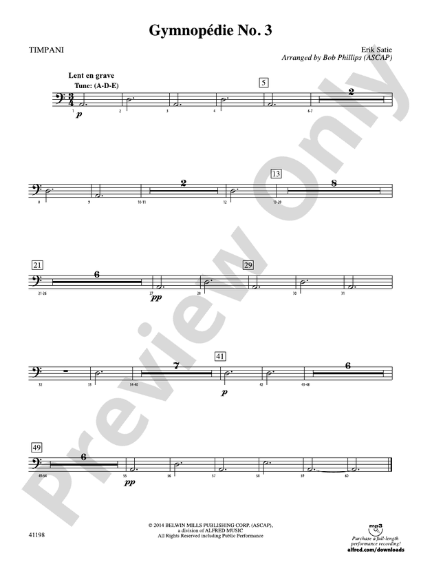 Gymnopédie No. 3: Timpani: Timpani Part - Digital Sheet Music Download
