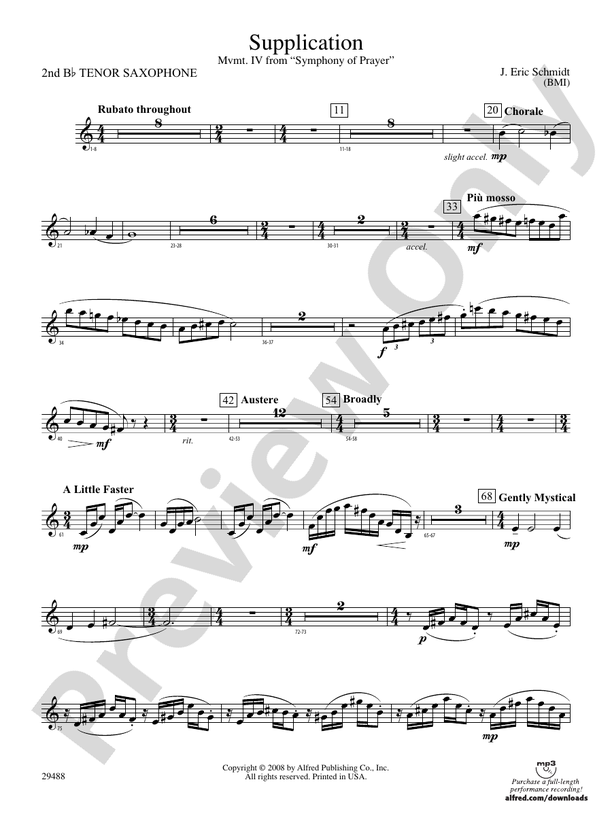 Supplication: 2nd B-flat Tenor Saxophone: 2nd B-flat Tenor Saxophone Part - Digital Sheet Music ...