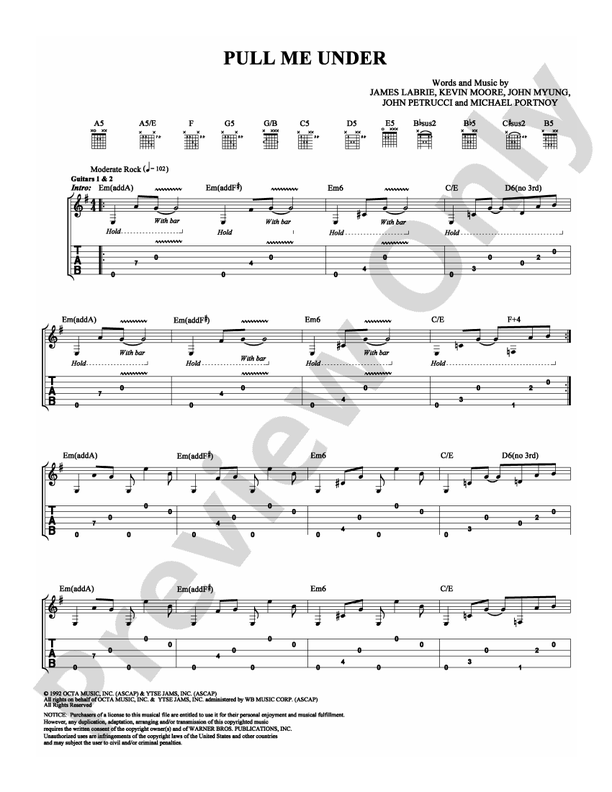 Pull Me Under: Guitar TAB: Dream Theater - Digital Sheet Music Download