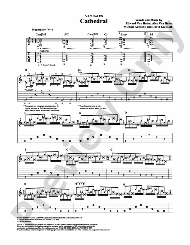 Cathedral: Guitar TAB: Van Halen - Digital Sheet Music Download