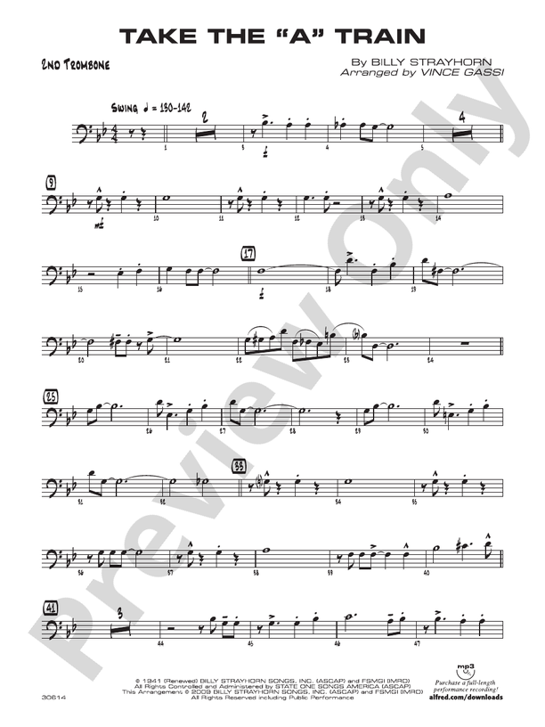 Take the "A" Train: 2nd Trombone: 2nd Trombone Part - Digital Sheet ...