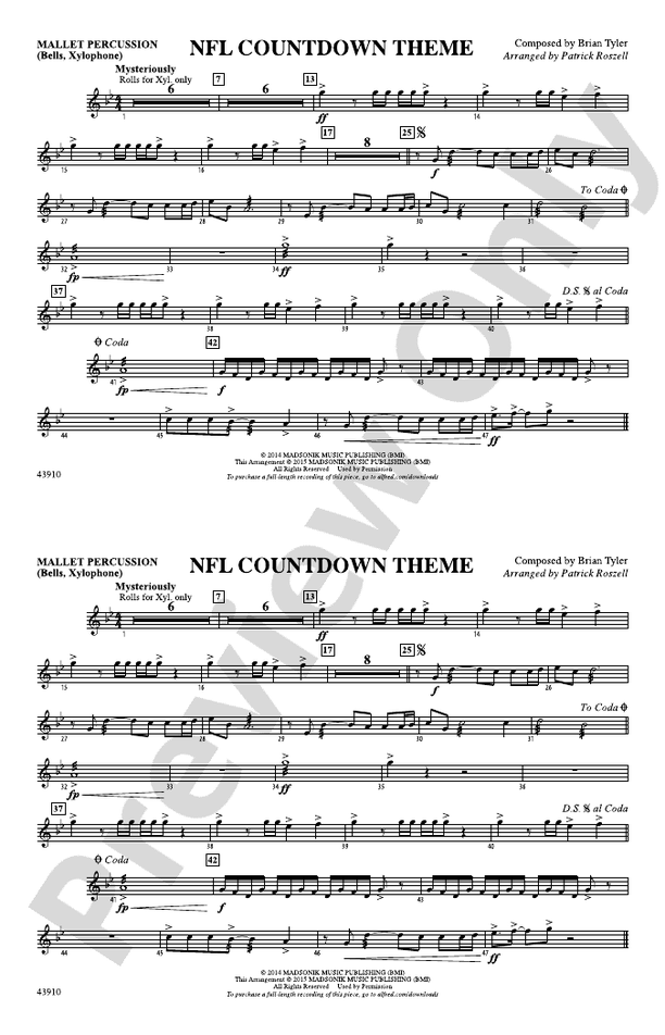NFL Countdown Theme: Mallets: Mallets Part - Digital Sheet Music Download