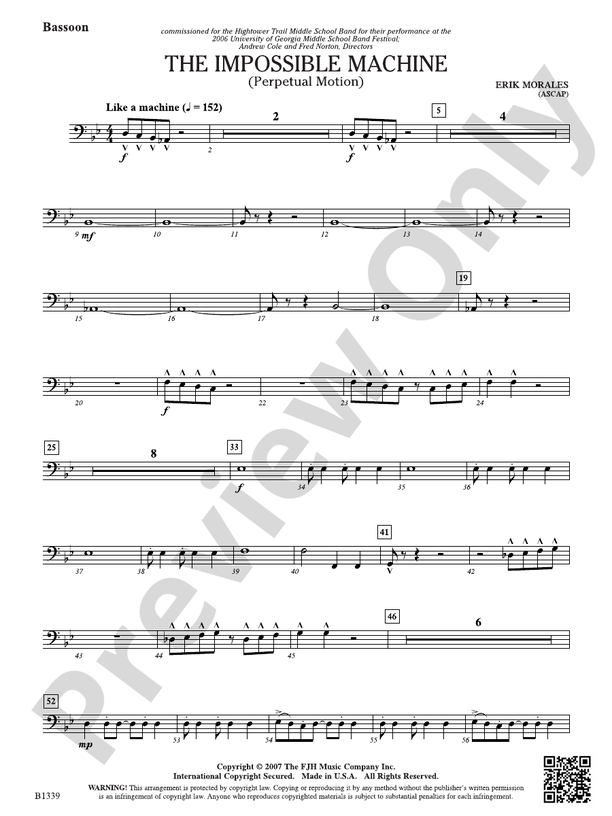 The Impossible Machine (Perpetual Motion): Bassoon: Bassoon Part: Erik ...