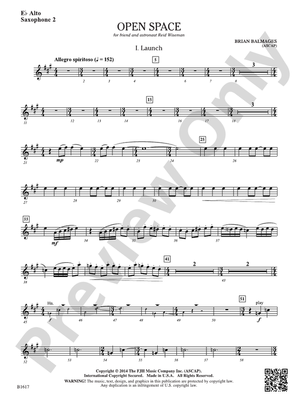Open Space: E-flat Alto Saxophone 2: E-flat Alto Saxophone 2 Part: Brian Balmages - Digital ...