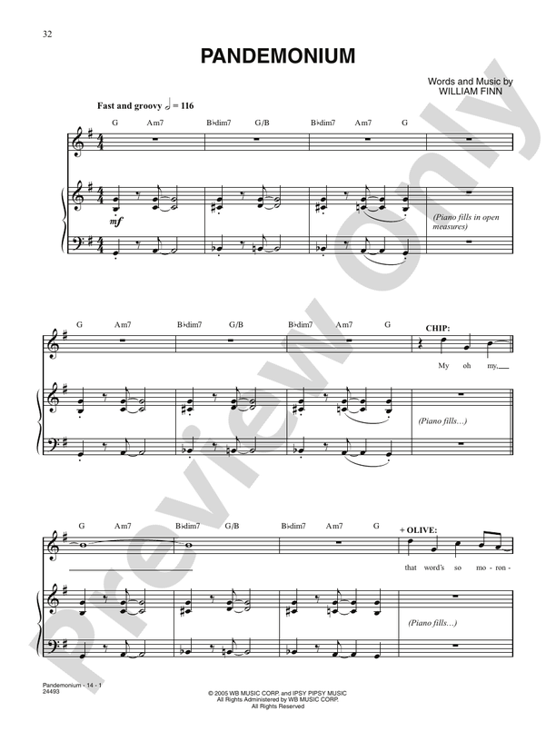 Pandemonium (from "The 25th Annual Putnam County Spelling Bee"): Piano ...