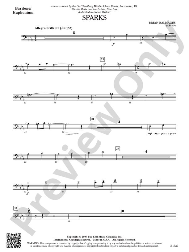 Sparks: Baritone/Euphonium: Baritone/Euphonium Part: Brian Balmages - Digital Sheet Music Download