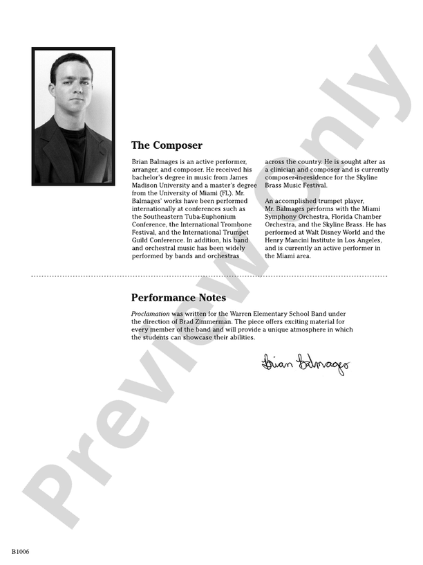 Proclamation: Score: Concert Band Score: Brian Balmages - Digital Sheet ...