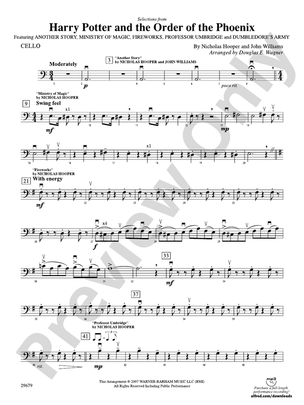 Harry Potter and the Order of the Phoenix, Selections from: Cello ...
