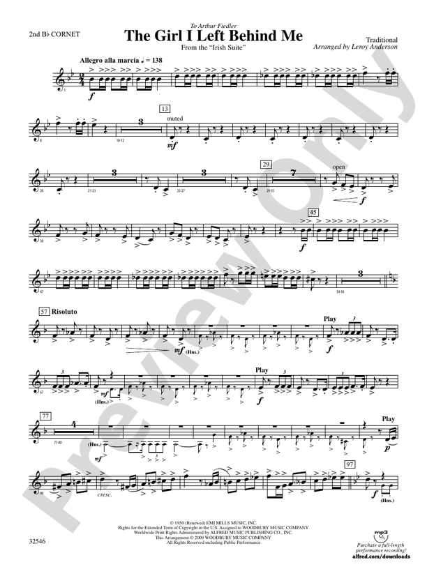 The Girl I Left Behind Me (from the Irish Suite): 2nd B-flat Cornet ...