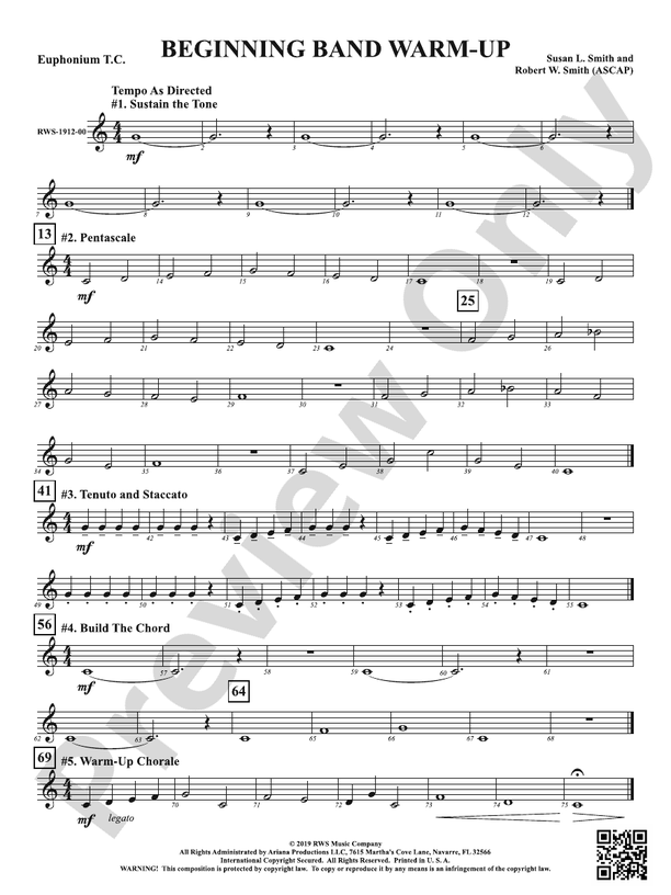 Beginning Band Warm-Up: Baritone T.C.: Baritone T.C. Part: Robert W ...