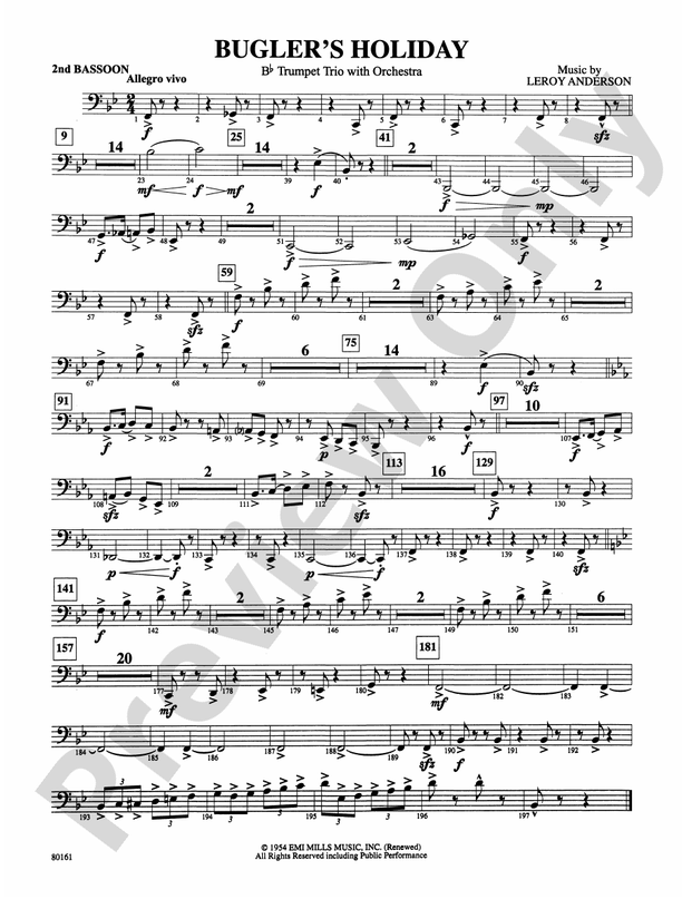 Bugler's Holiday: 2nd Bassoon: 2nd Bassoon Part - Digital Sheet Music Download