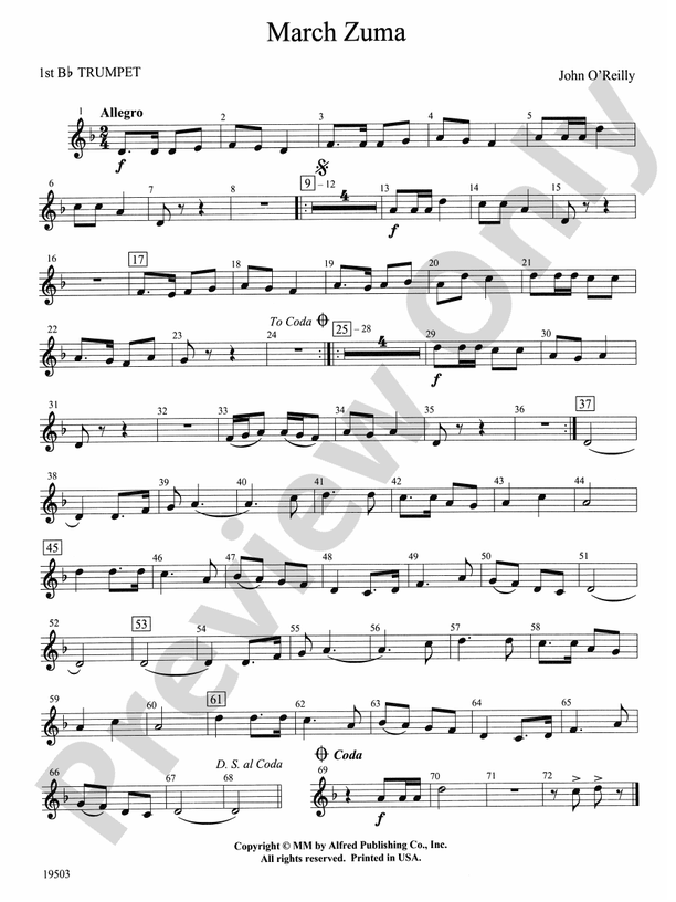 March Zuma: 1st B-flat Trumpet: 1st B-flat Trumpet Part - Digital Sheet Music Download
