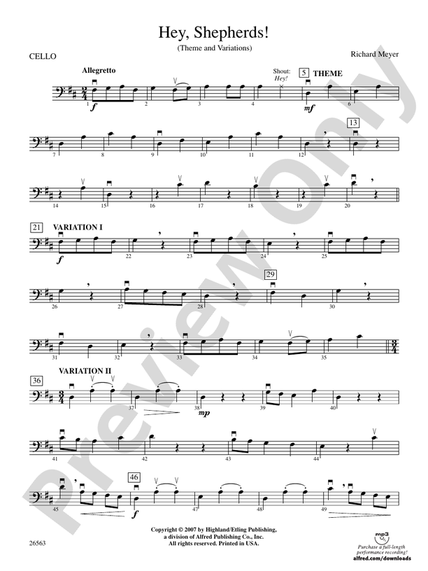 Hey, Shepherds!: Cello: Cello Part - Digital Sheet Music Download