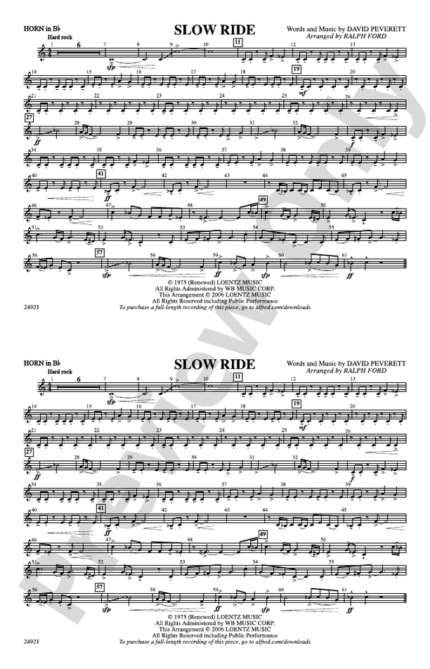 Slow Ride: Horn in B flat: Horn in B flat Part - Digital Sheet Music ...