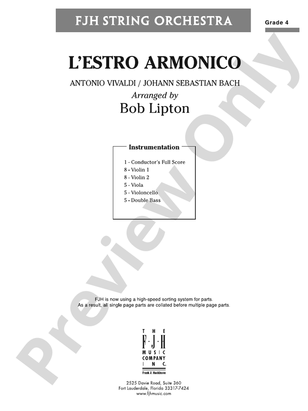 L'estro armonico: String Orchestra Conductor Score & Parts: Antonio Vivaldi - Digital Sheet ...