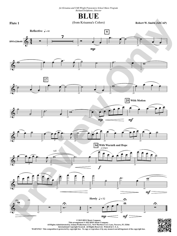Blue - From Krisanna's Colors: 1st Flute: 1st Flute Part: Robert W ...