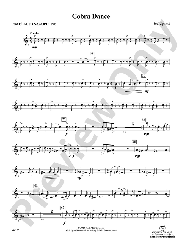 Cobra Dance: 2nd E-flat Alto Saxophone: 2nd E-flat Alto Saxophone Part ...