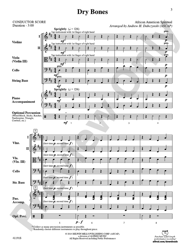 Dry Bones: String Orchestra Conductor Score & Parts - Digital Sheet ...