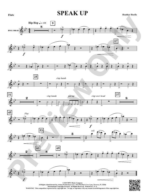 Speak Up: 1st Flute: 1st Flute Part: Heather Hoefle - Digital Sheet ...