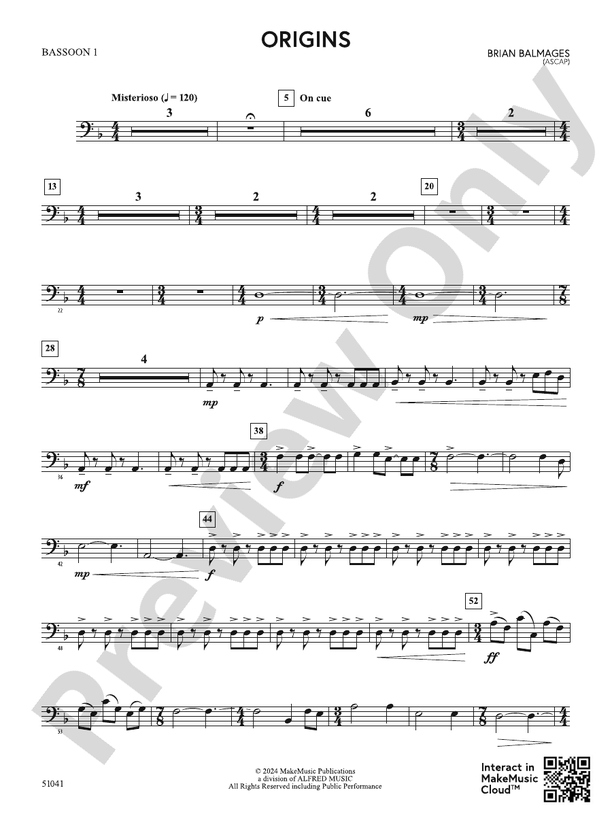 Origins: Bassoon: Bassoon Part - Digital Sheet Music Download