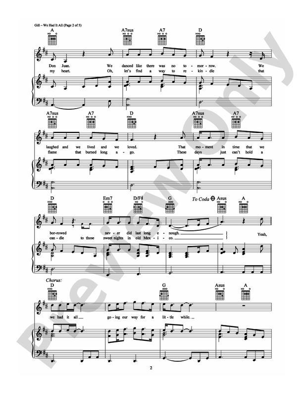 We Had It All: Piano/Vocal/Chords: Vince Gill - Digital Sheet Music Download