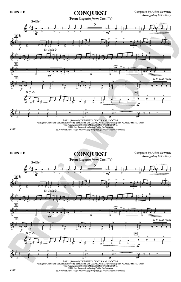 Conquest (from Captain from Castille): 1st F Horn: 1st F Horn Part ...