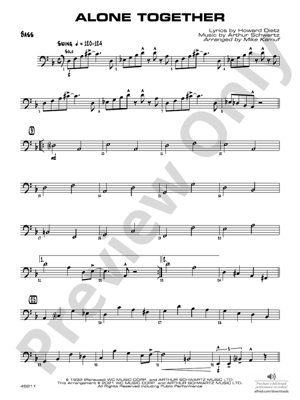 Alone Together: String Bass: String Bass Part - Digital Sheet Music ...