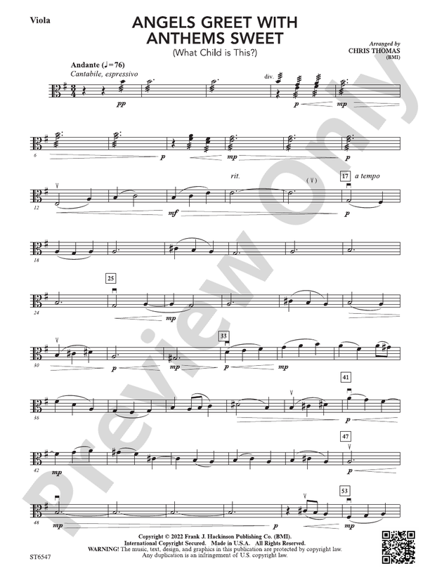 Angels Greet with Anthems Sweet (What Child is This?): Viola: Viola ...