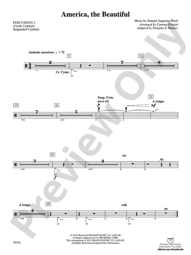 America, the Beautiful: 2nd Percussion: 2nd Percussion Part - Digital ...