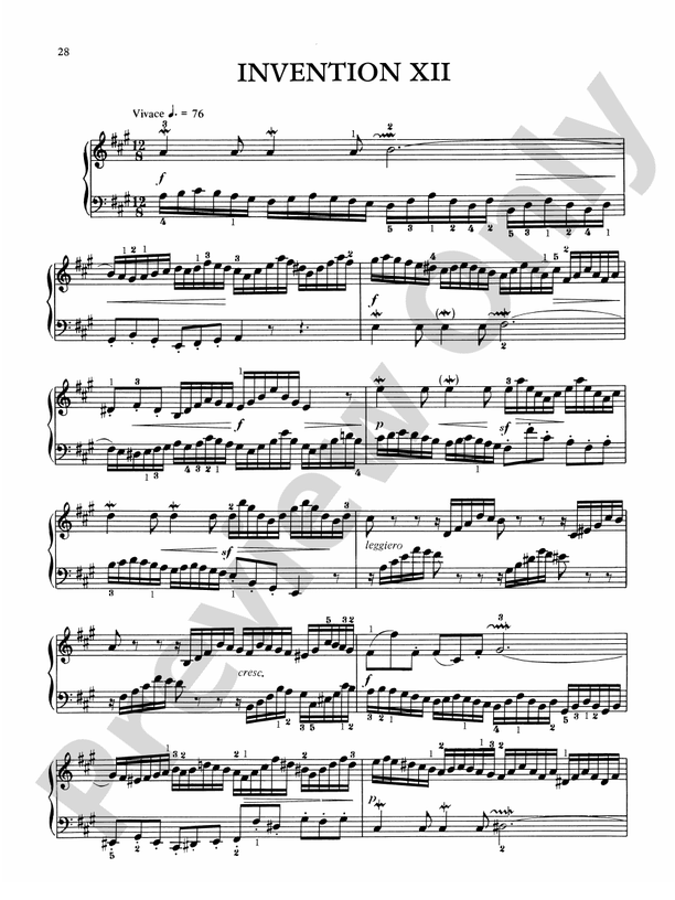 Bach: Two-Part Inventions (Ed. Hans Bischoff): Invention XII Part ...